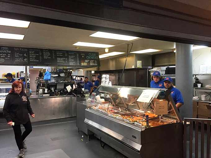 Where the magic happens! Behind these glass cases lies the treasure of the sea, with staff ready to guide you through the day's freshest catches.