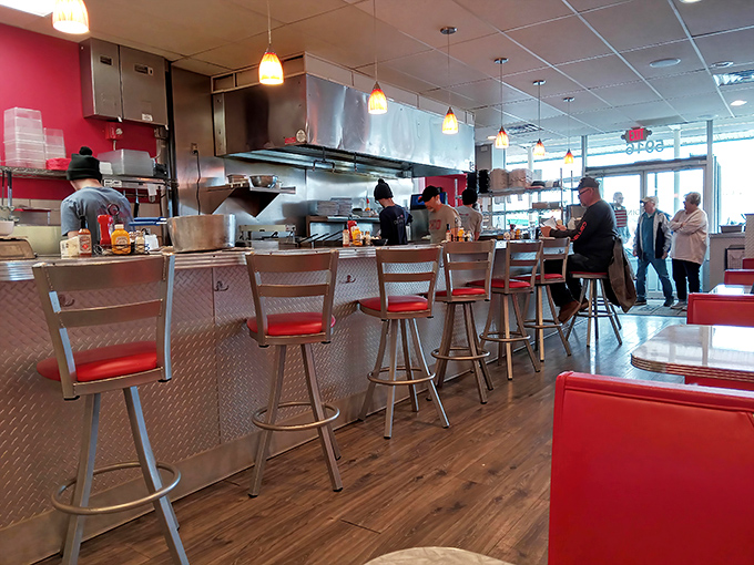 The counter seating offers front-row tickets to the breakfast ballet&mdash;watch as your French toast transforms from bread to brilliance.