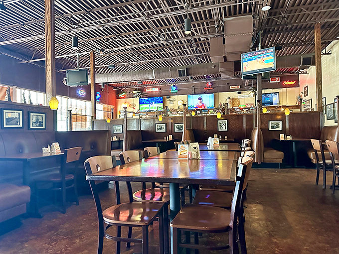 Where sports bar meets Old World charm. The wooden booths and exposed ceiling create that perfect "everybody knows your name" vibe that makes you want to linger.