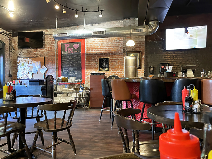 Exposed brick meets modern comfort &ndash; like your grandmother's kitchen got a trendy makeover without losing its soul.