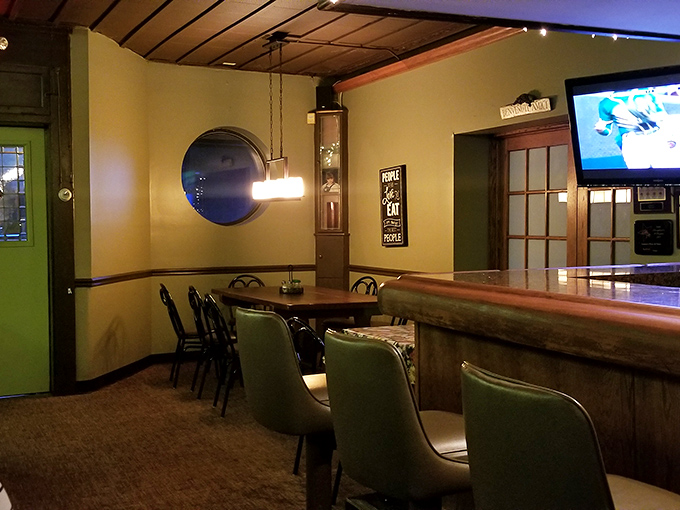 That porthole window isn't for escaping&mdash;it's for creating the perfect mood lighting for pasta-induced romance.