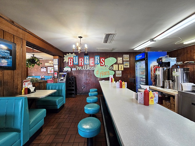 
Step inside and time travel to the golden age of diners&mdash;turquoise stools, wood paneling, and a counter that's heard more local stories than the town library. 