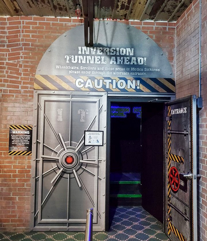 Inversion Tunnel Ahead! Not your average entrance&mdash;this portal promises to flip your perspective before you've even started your adventure.