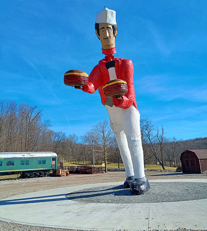 Like a culinary sentry, Jacques watches over the countryside, his hamburgers eternally ready to serve hungry travelers passing through Bellville.
