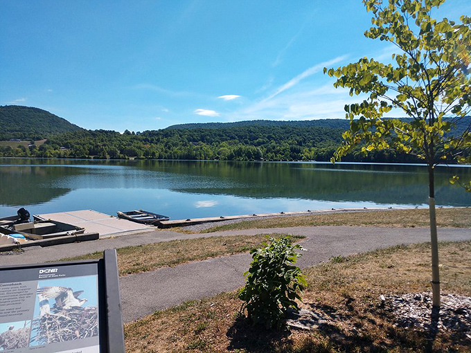 Where Pennsylvania's mountains come to admire themselves in nature's mirror. The boat dock patiently waits for your next adventure.
