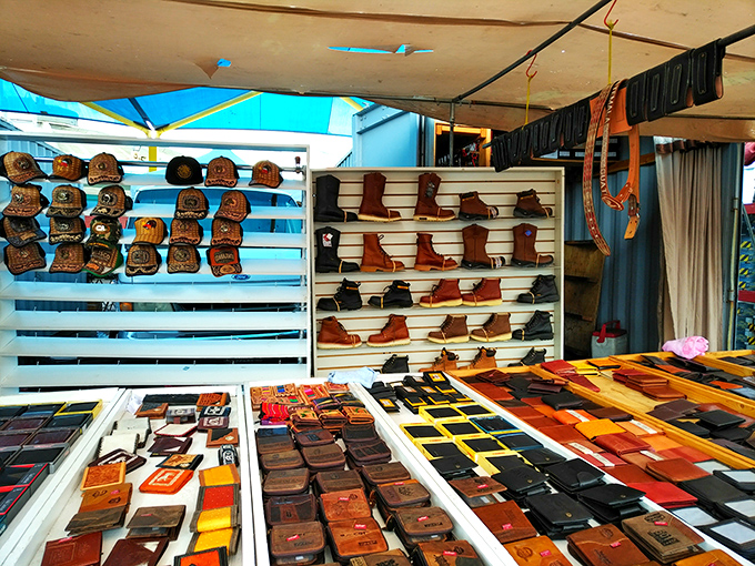 Leather artisans display their craft like a museum of functional art&mdash;wallets, belts, and boots waiting to tell new stories with their future owners.