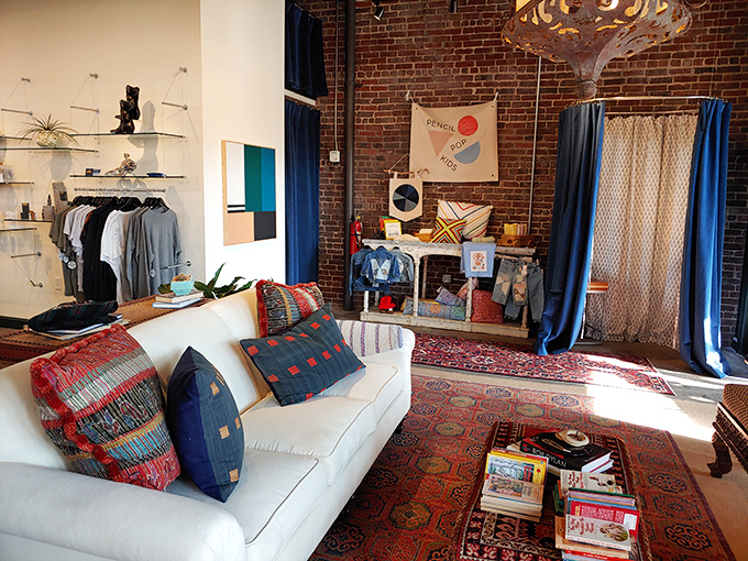 Vintage rugs anchor stylish vignettes where mid-century meets modern, proving secondhand doesn't mean second-best in this thoughtfully designed space.