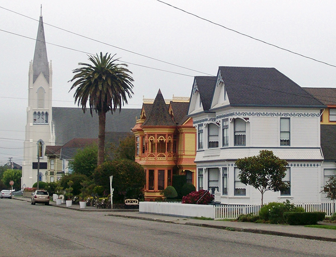 Church spires, palm trees, and gingerbread trim&mdash;Ferndale's residential streets are where Victorian architecture meets California sunshine.