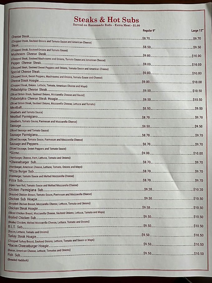 A menu that reads like a love letter to comfort food classics. Each line promises satisfaction without pretension.