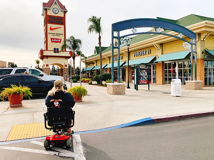The iconic clock tower stands sentinel over Forever 21, a landmark for shoppers who've lost track of time while hunting for bargains.