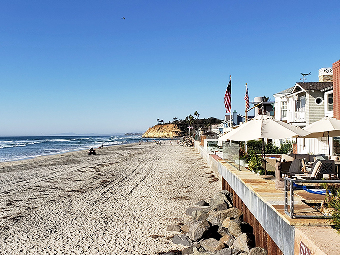 From above, Del Mar reveals its perfect balancing act &ndash; ocean, beach homes, and the famous racetrack, all coexisting in coastal harmony.