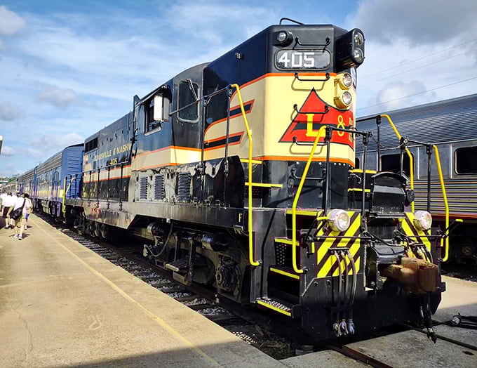 Engine #405 stands proud in its yellow and black livery, like a heavyweight champion ready for one more glorious run.