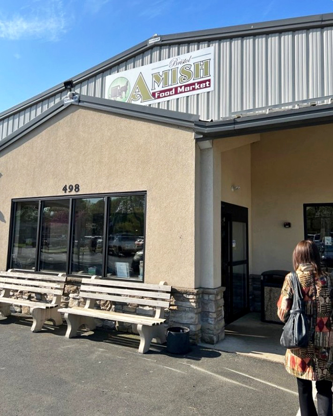 Even the back entrance whispers "fresh baked goods ahead" &ndash; no fancy marketing needed here.