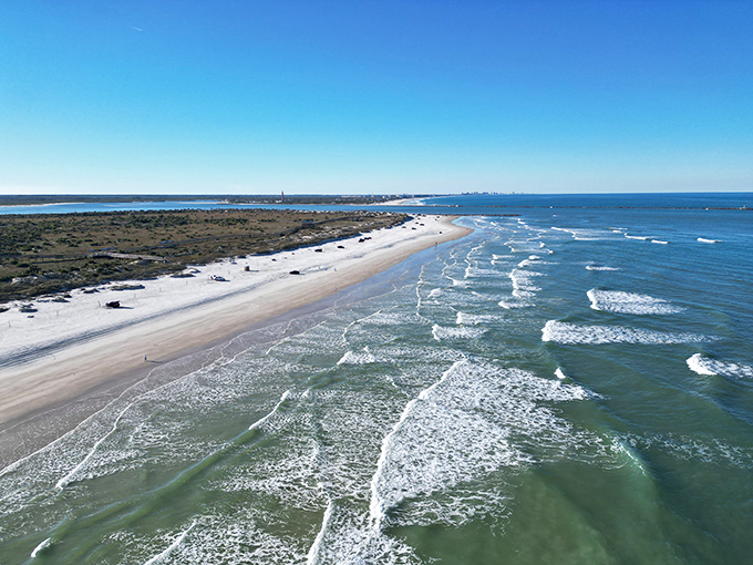 Nature's perfect canvas unfolds at New Smyrna Beach. Miles of pristine shoreline where gentle waves create a mesmerizing pattern that changes with each passing minute.