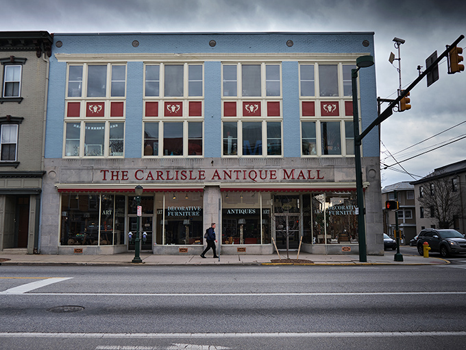 Even under moody skies, this historic building promises adventures in time travel, one vintage find at a time.