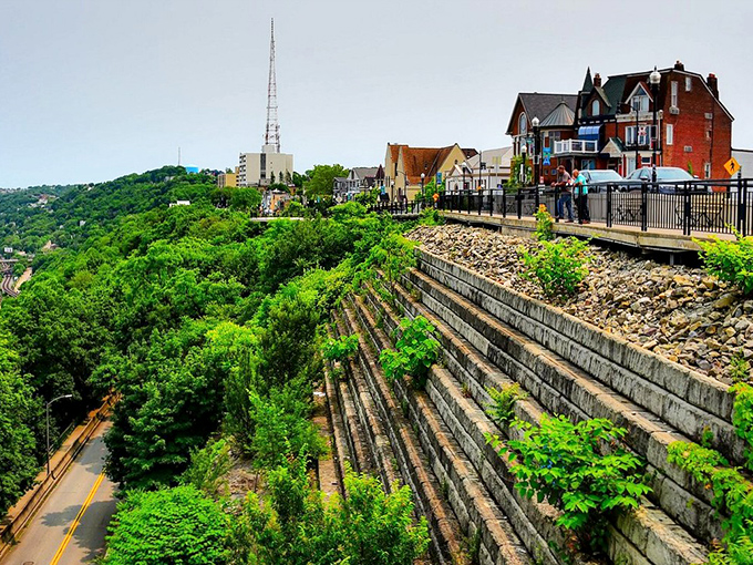 The Duquesne Incline tracks remind you that getting to paradise sometimes requires a little uphill climb.