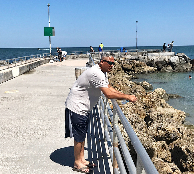 The jetty walkway: where fishing dreams and Instagram moments happen simultaneously. Just watch your step after a rain!