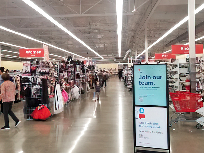 Wide aisles stretch endlessly, promising adventures in secondhand shopping without the usual thrift store claustrophobia.