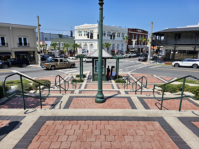 The heart of Mount Dora showcases its meticulous urban planning. Those brick pavers aren't just pretty&mdash;they're telling your tires to slow down and enjoy the view.