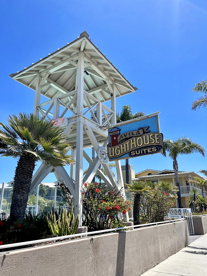Not all lighthouses guide ships&mdash;this charming tower at Avila Lighthouse Suites guides weary travelers to their perfect beachfront getaway.