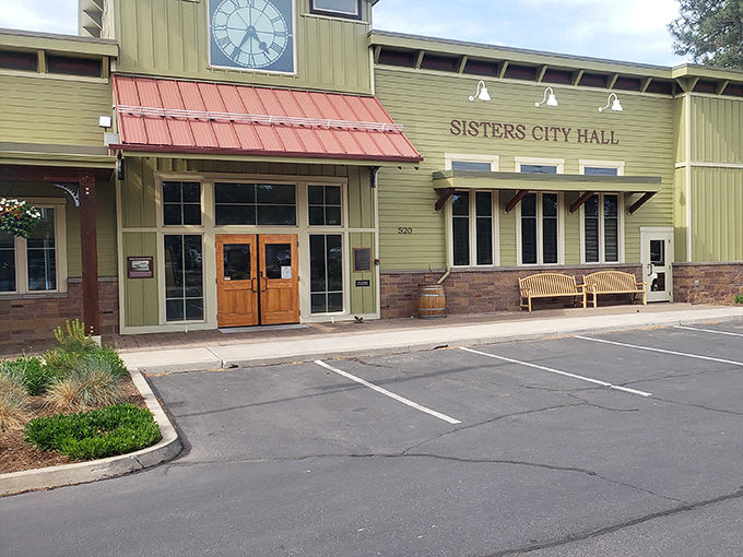 City Hall that looks like it belongs on a Western movie set&mdash;because in Sisters, even municipal business gets the picturesque treatment.