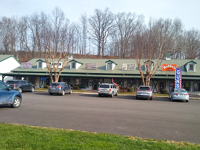 Small-town charm meets outdoor adventure at this shopping plaza, where hiking boots and credit cards get equal workout time.