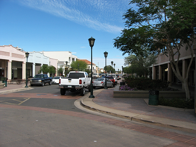 Stroll these pedestrian-friendly streets where desert landscaping meets retail therapy, and where "rush hour" means three cars waiting at a stoplight.