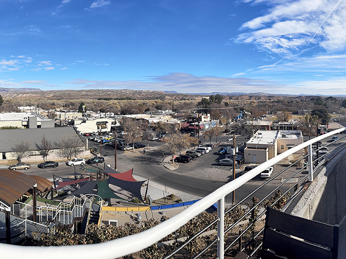 The Verde Valley unfolds below like nature's screensaver, reminding you that sometimes the best views don't require admission tickets or selfie sticks.