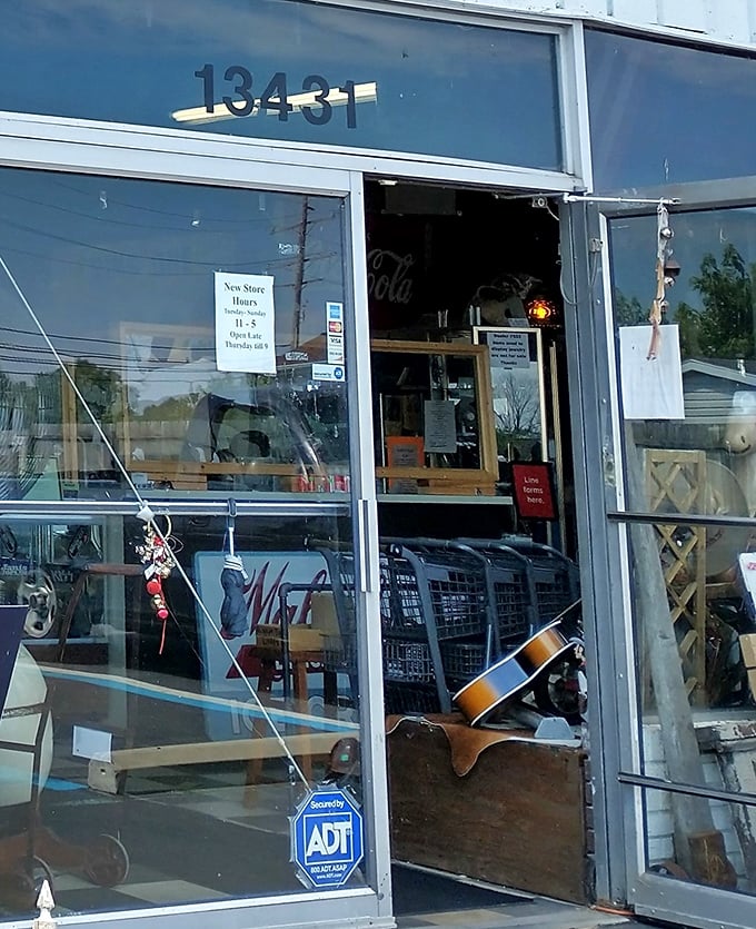 Like a vintage lover's fever dream, this storefront promises adventures in nostalgia just beyond those welcoming doors.