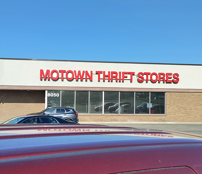 Even on cloudy days, that bold red signage stands out like a beacon to thrift enthusiasts. Your wallet is already breathing a sigh of relief.