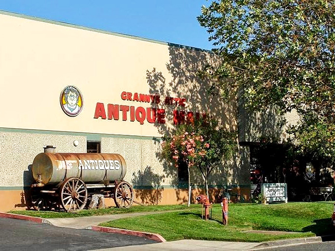 Granny's Attic stands proudly in Temecula, its vintage water wagon a not-so-subtle hint that you've reached the motherlode of nostalgic treasures.