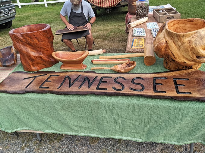 Craftsmanship you can touch. These hand-carved wooden bowls and Tennessee signs aren't just merchandise&mdash;they're heirlooms-in-waiting, each with its own unique grain story.