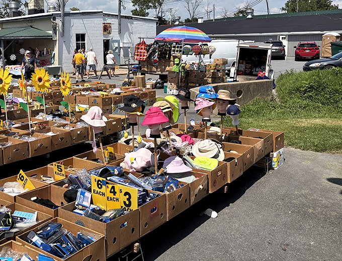 Hat heaven! From sun protection to fashion statement, these colorful headpieces await new owners who aren't afraid to top off their personality.
