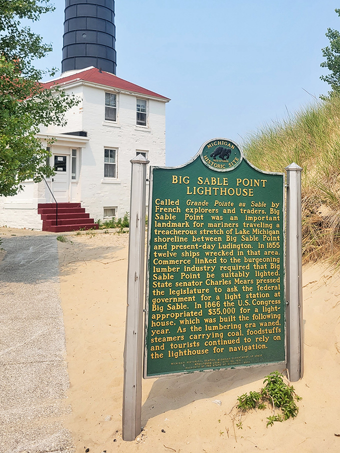History buffs rejoice! This historical marker reveals Big Sable's fascinating past, including its role in preventing shipwrecks along Michigan's treacherous shoreline.