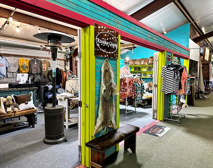 Vibrant storefronts within the market create their own little neighborhoods. That turquoise and yellow combo is practically shouting "Come in and find something wonderful!"