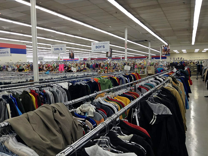 Rack after glorious rack of possibility. Like a library where the books are jackets and the plot twists are in the price tags.