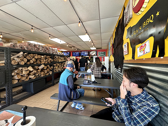 Wood stacked floor-to-ceiling isn't d&eacute;cor&mdash;it's a promise. This is barbecue that takes no shortcuts, just time and smoke and patience.