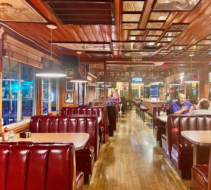 Step inside and you're transported to diner heaven &ndash; red vinyl booths, wood-paneled walls, and that unmistakable feeling that breakfast is about to get serious.