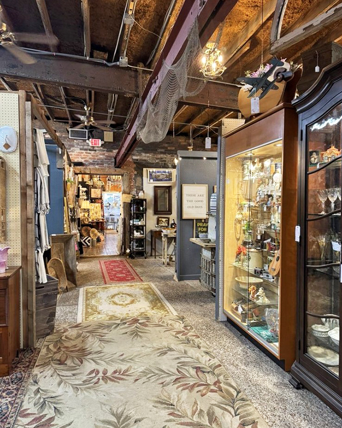 Exposed beams, vintage rugs, and display cases create the perfect treasure-hunting atmosphere &ndash; Indiana Jones would approve of this expedition.