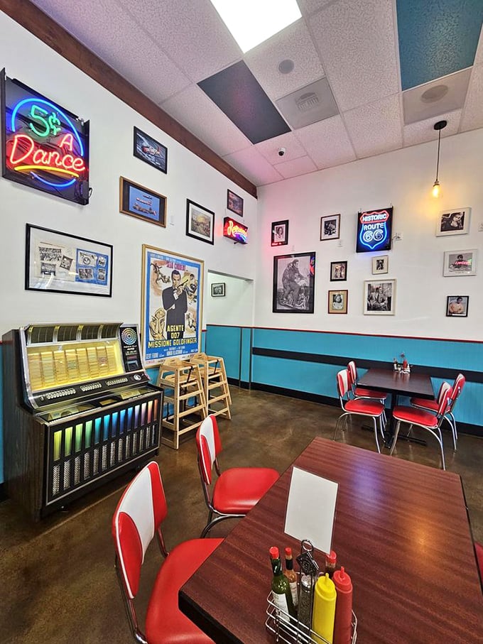 Step inside and suddenly you're in 1962. The vintage jukebox isn't just decoration&mdash;it's a promise that some things, like perfect diner food, never go out of style.