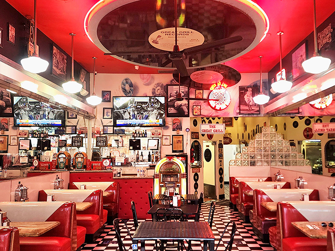 Step inside and suddenly it's 1955 &ndash; red vinyl booths, checkered floors, and enough memorabilia to make a history teacher swoon.