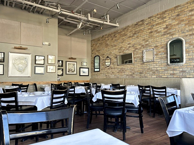Exposed brick walls and white tablecloths strike that perfect balance between "fancy enough for date night" and "comfortable enough to slurp oysters with abandon."