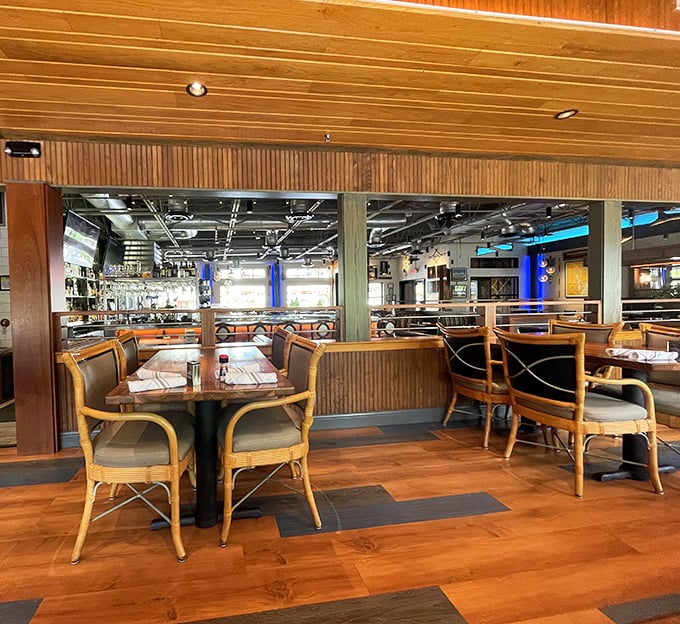 Warm wood tones and bistro-style seating create that perfect "I've discovered something special" feeling. Casual elegance without the stuffiness.