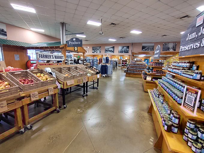 A produce paradise where bins of fresh-picked goodness line rustic wooden displays. This isn't grocery shopping&mdash;it's a pilgrimage to flavor country.