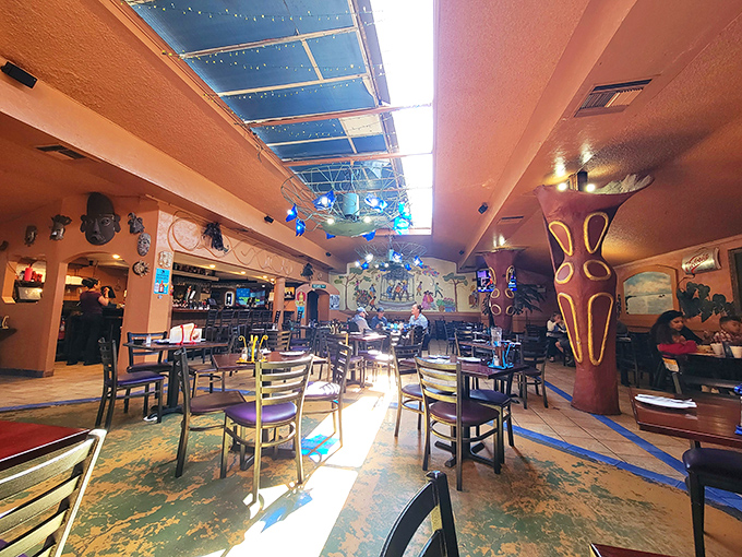 Step inside and you're transported to a Mexican wonderland where string lights twinkle overhead and every table feels like the best seat in the house.