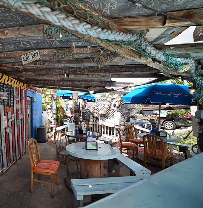 License plates from across America decorate the ceiling, each one a story of someone who made the pilgrimage to this seafood sanctuary.