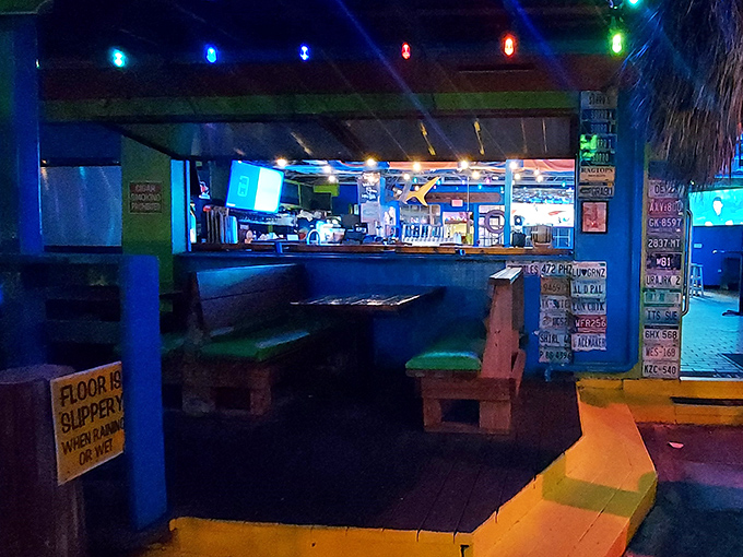 Step inside where colorful chaos meets waterfront charm, and every surface tells a salty tale.