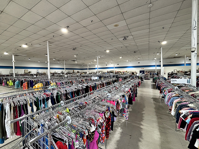 Racks upon racks stretching toward infinity. This isn't just shopping; it's an archaeological dig through fashion history with better lighting.