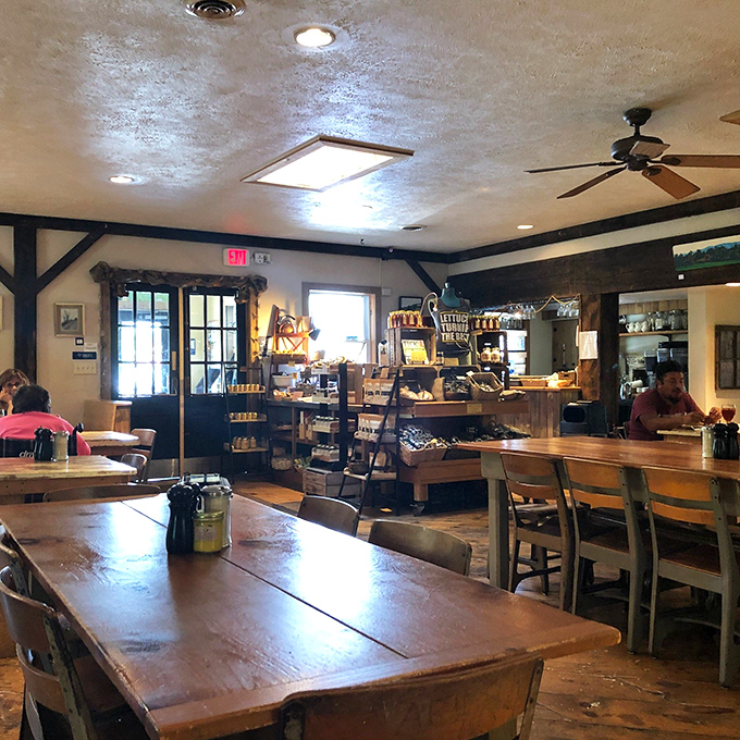 Rustic wooden tables that have heard a thousand conversations and weathered farmhouse charm that money can't manufacture.