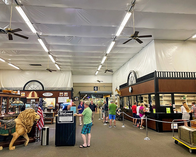 Welcome to antique heaven! The entrance beckons with promises of discoveries that will have you texting photos to bewildered family members.